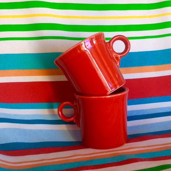 Fiestaware | Dining | Fiestaware Red Coffee Mug Pair Keyhole Fiesta Euc ...